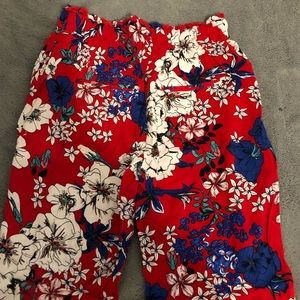 Mango | Pants & Jumpsuits | Red Floral Print Trouser From Mango | Poshmark
